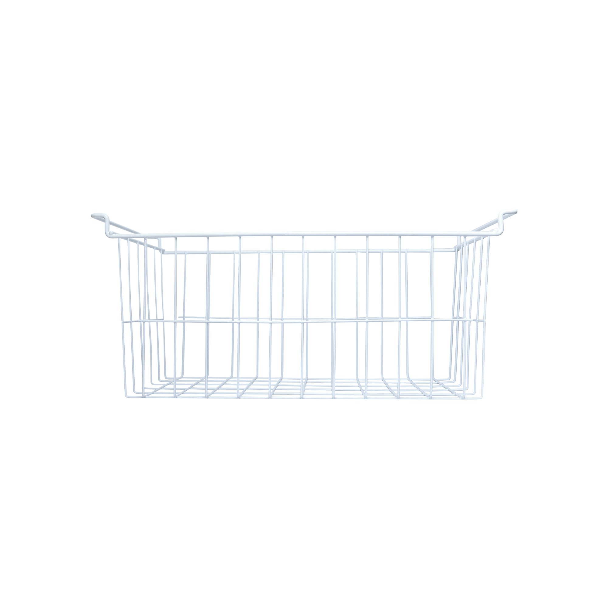 22" x 9 1/2" x 9 4/5" White Wire Food Basket with Handles - Storage Or